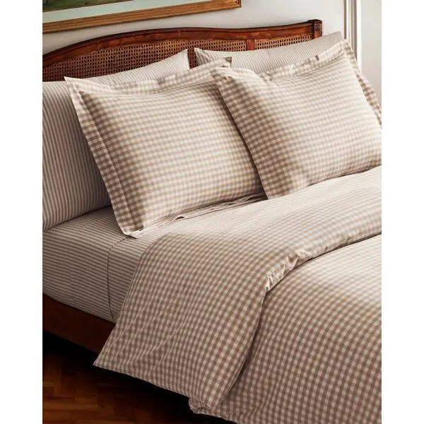 PETITE PLUME Gingham Duvet Set, Twin - Camel