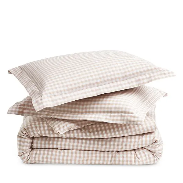 PETITE PLUME Gingham Duvet Set, King - Camel
