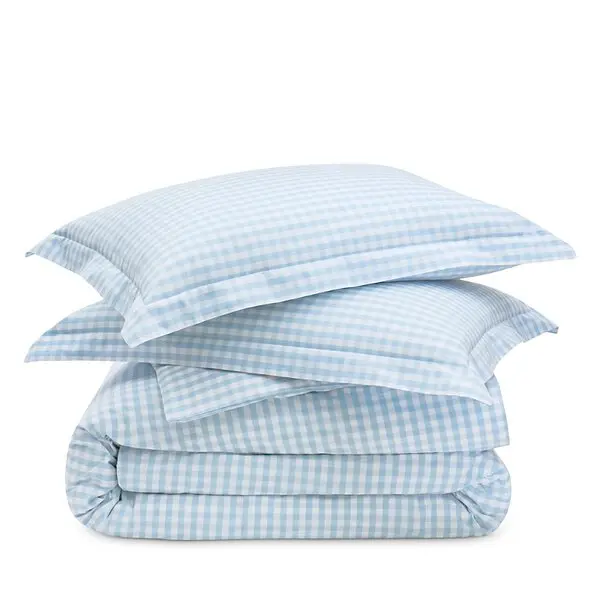 PETITE PLUME Gingham Duvet Set, King - Light Blue