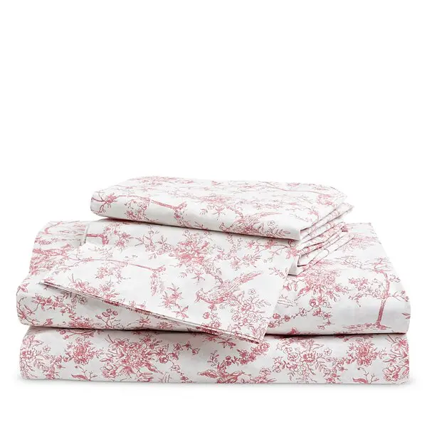 PETITE PLUME Timeless Toile Percale Sheet Set, King - Pink