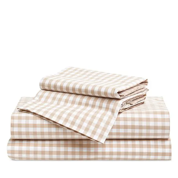 PETITE PLUME Gingham Standard Pillowcase, Set Of 2 - Camel