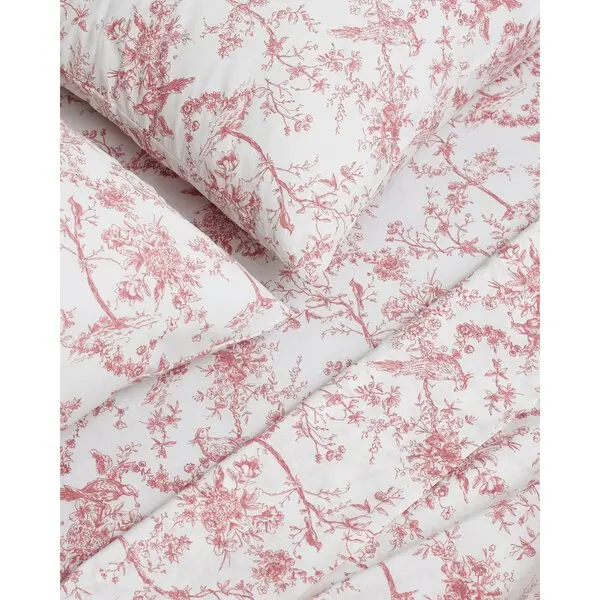 PETITE PLUME Timeless Toile Percale King Pillowcase, Set Of 2 - Pink