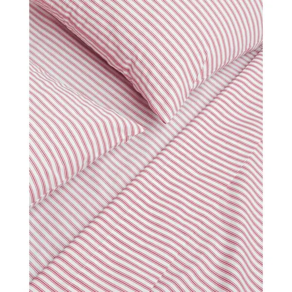 PETITE PLUME Ticking Sheet Set, Twin - Antique Red