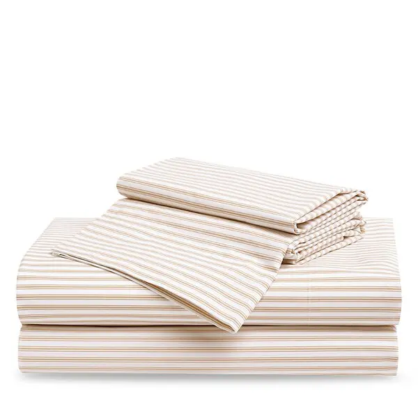 PETITE PLUME Ticking Sheet Set, Twin - Camel