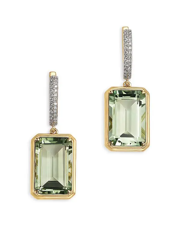 Bloomingdale'S Prasiolite & Diamond Drop Earrings In 14k Yellow Gold - Green/gold