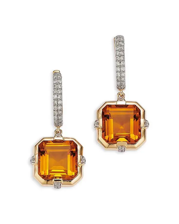 Bloomingdale'S Fine Collection Citrine & Diamond Drop Earrings - Gold