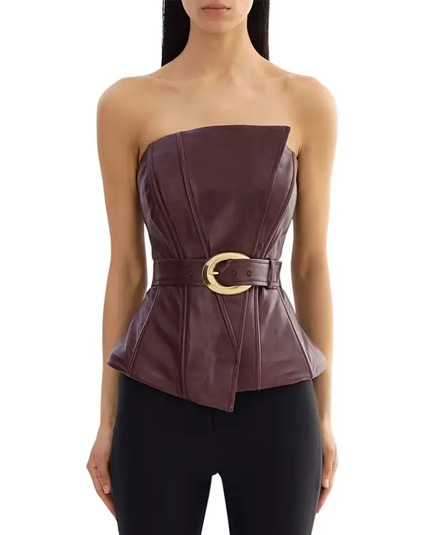 LAMARQUE Leather Belted Corset Top