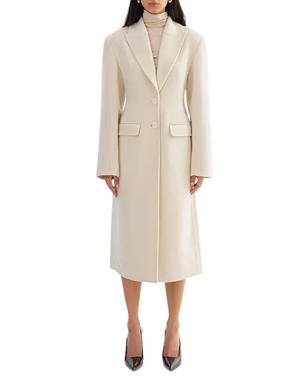 LAMARQUE Wool Peak Lapel Single-breasted Coat