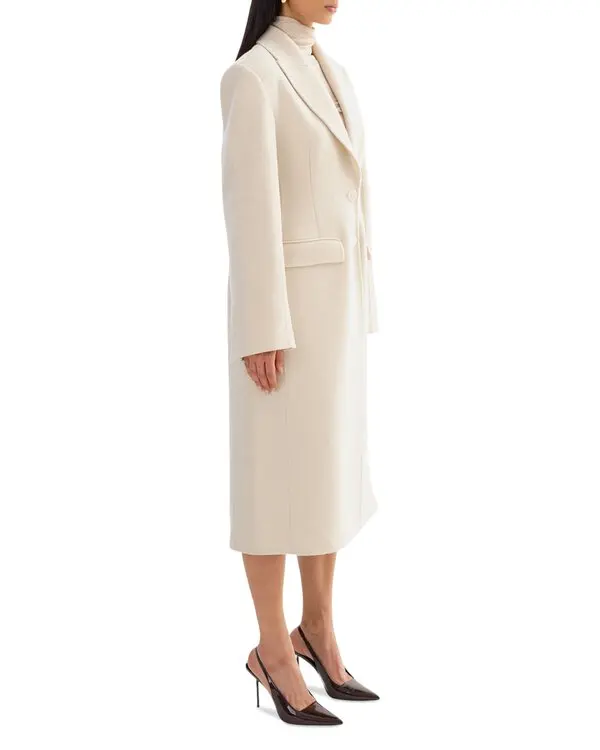 LAMARQUE Wool Peak Lapel Single-breasted Coat