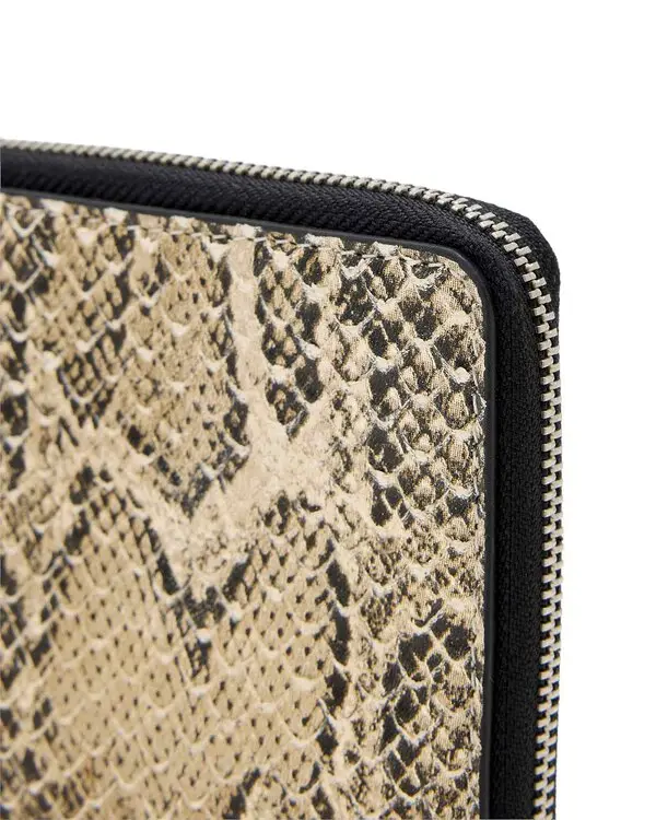 ALLSAINTS Lena Snake Embossed Leather Zip Wallet - Desert White