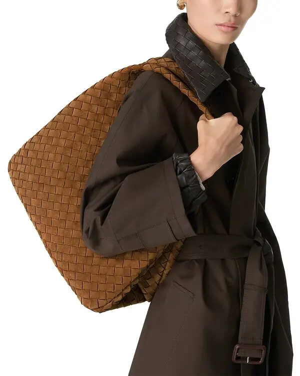 Bottega Veneta Campana Large Intrecciato Shoulder Bag - Amber/muse Brass