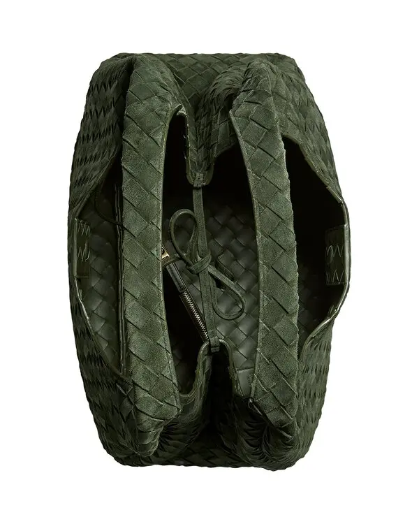 Bottega Veneta Campana Large Intrecciato Shoulder Bag - Green Tweed/brass