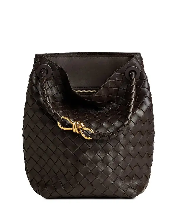 Bottega Veneta Andiamo Small Intrecciato Leather Bucket Bag - Fondant/muse Brass