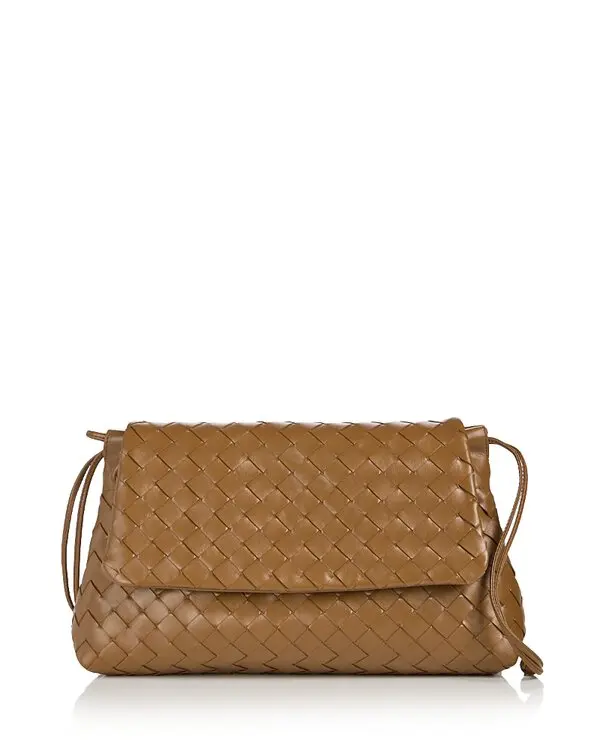 Bottega Veneta Giorno Intrecciato Shoulder Bag - Dark Caramel/gold