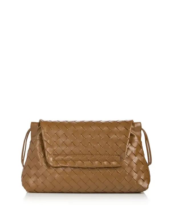 Bottega Veneta Giorno Intrecciato Shoulder Bag - Dark Caramel/gold