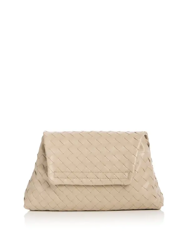 Bottega Veneta Giorno Intrecciato Leather Shoulder Bag - Ecru/gold