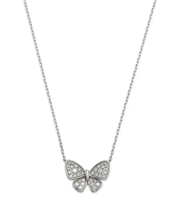 Bloomingdale'S Diamond Butterfly Pendant Necklace - White Gold