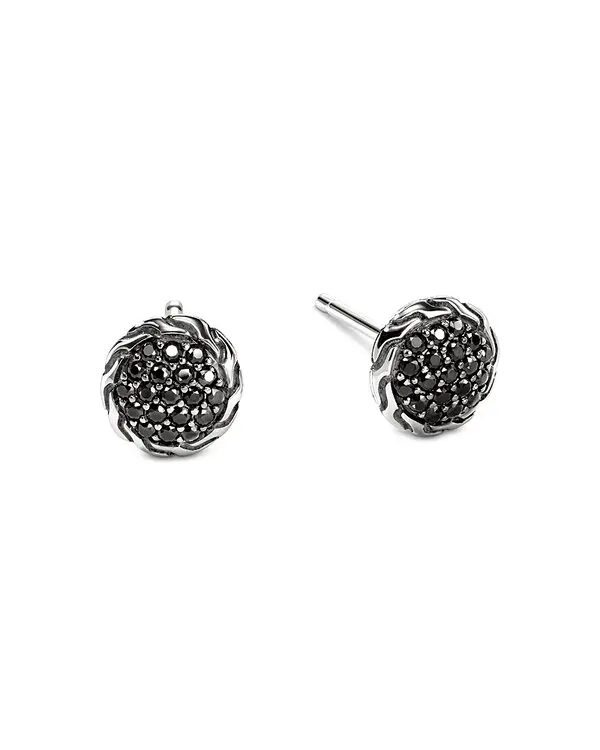 John Hardy Sterling Black Sapphire Cluster Stud Earrings - Silver