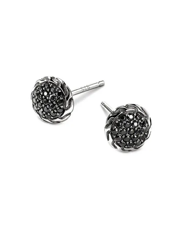 John Hardy Sterling Black Sapphire Cluster Stud Earrings - Silver