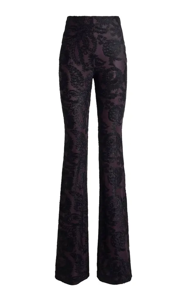 Etro Flocked Stretch-velvet Flared Pants