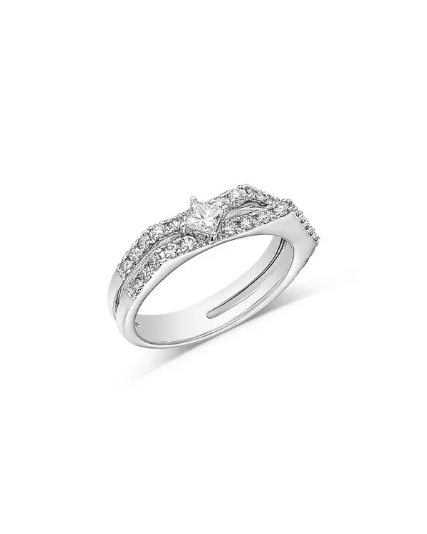 Bloomingdale'S Diamond Princess And Round Double Row Ring In 14k Gold - White