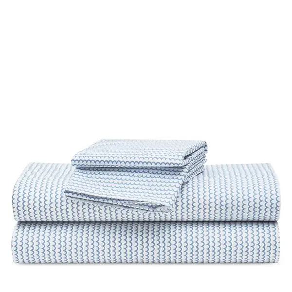 PETITE PLUME La Mer Percale Sheet Set, Twin - Blue