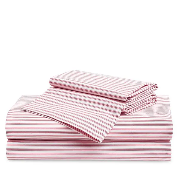 PETITE PLUME Ticking Sheet Set, Queen - Antique Red
