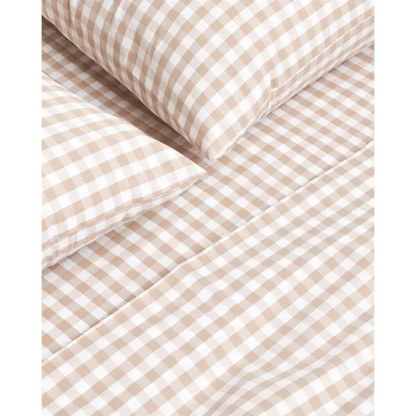 PETITE PLUME Gingham Sheet Set, Twin - Camel