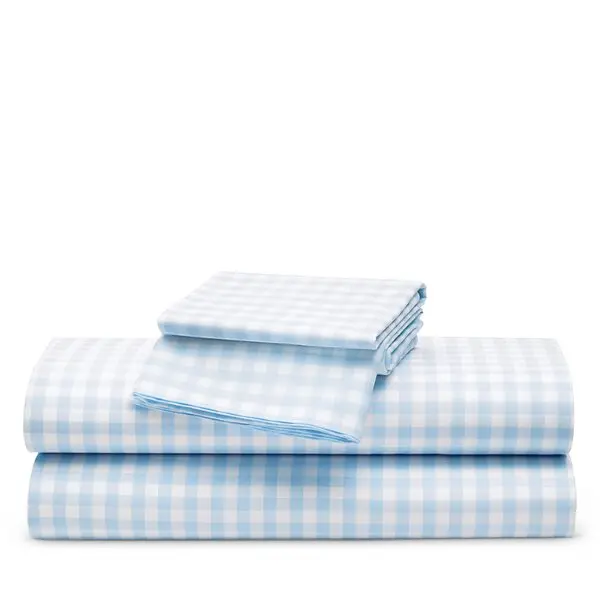 PETITE PLUME Gingham Sheet Set, Full - Light Blue