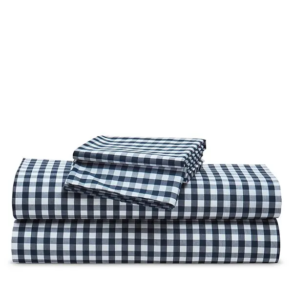PETITE PLUME Gingham Sheet Set, Full - Navy