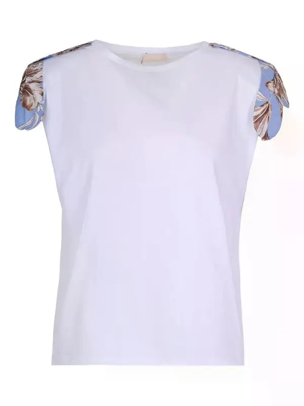 Liu Jo Floral-sleeve T-shirt - White