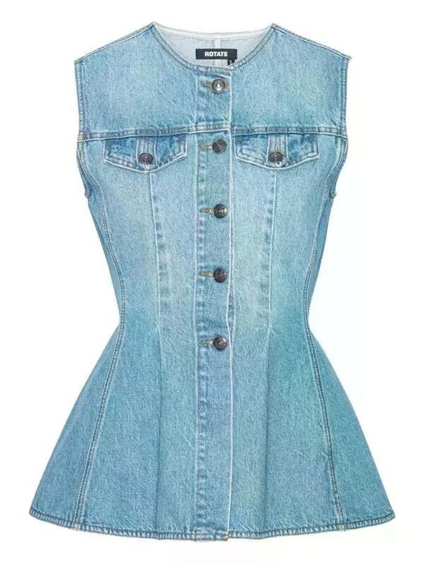 ROTATE BY BIRGER CHRISTENSEN Flared Denim Top