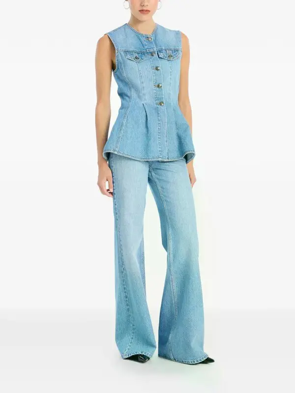 ROTATE BY BIRGER CHRISTENSEN Flared Denim Top