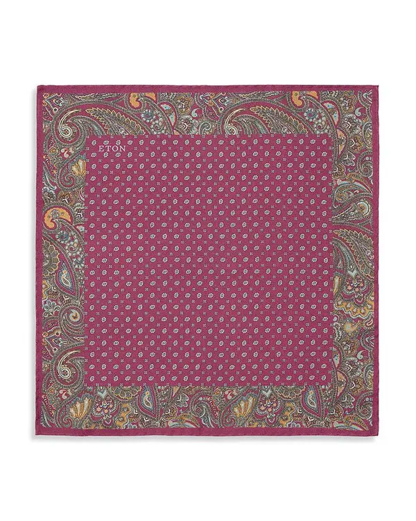 Eton Paisley Silk Pocket Square - Medium Purple