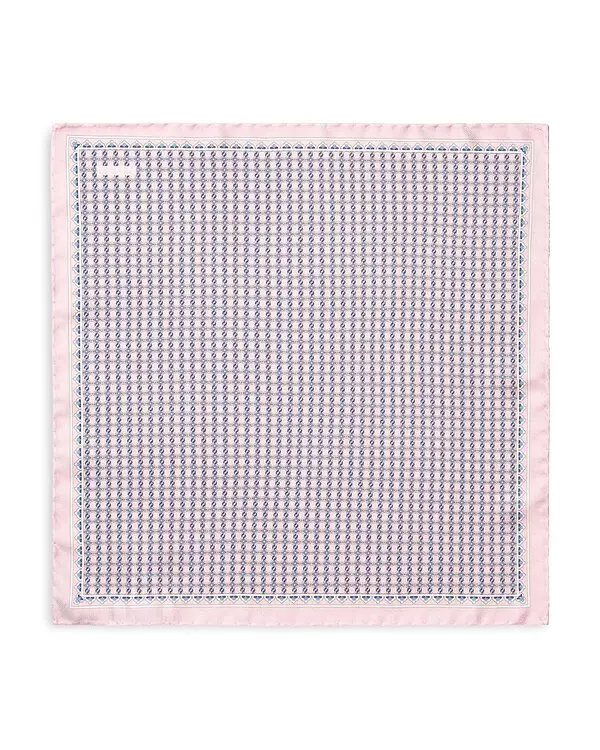 Eton Geometric Print Pocket Square - Medium Pink