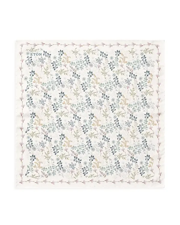 Eton Botanical Print Silk Pocket Square - Multi
