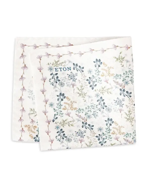 Eton Botanical Print Silk Pocket Square
