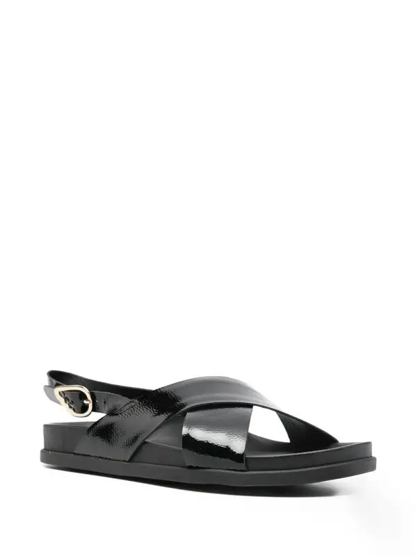 ANCIENT GREEK SANDALS Ikesia Crossover Strap Sandals - Black