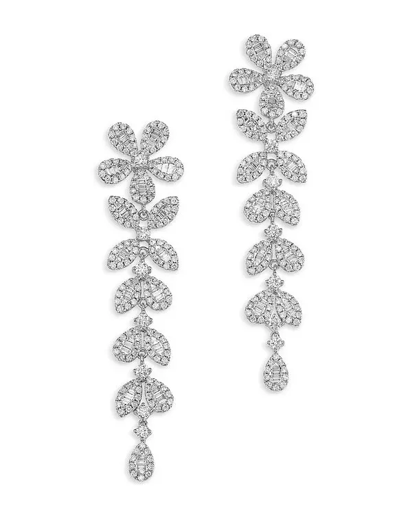 Bloomingdale'S Diamond Flower Drop Earrings, 3.5 Tcw - White Gold