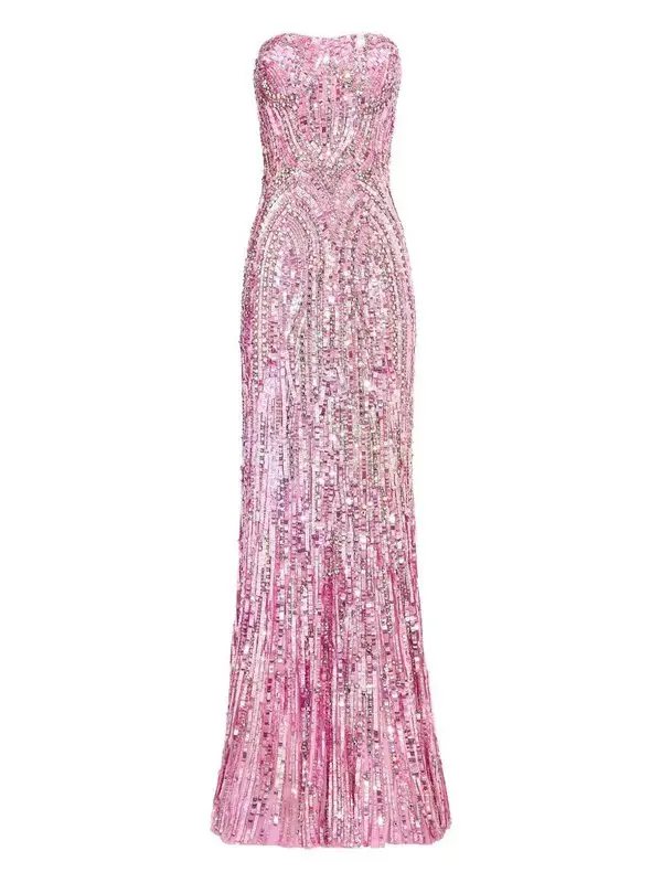 Jenny Packham Sequin-embellished Strapless Gown - Pink