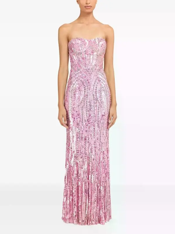 Jenny Packham Sequin-embellished Strapless Gown - Pink