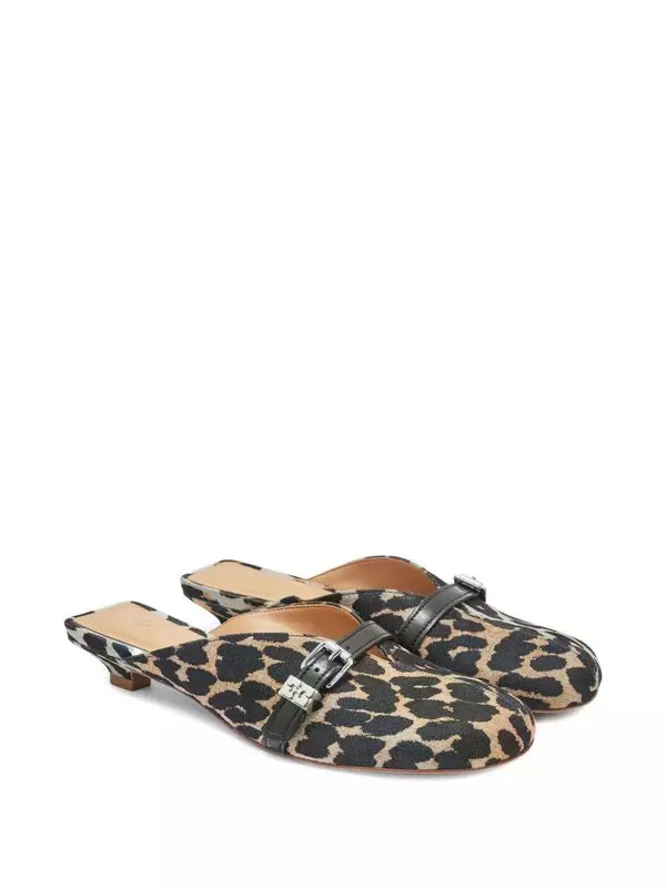 GANNI Buckle Leopard-print Mules