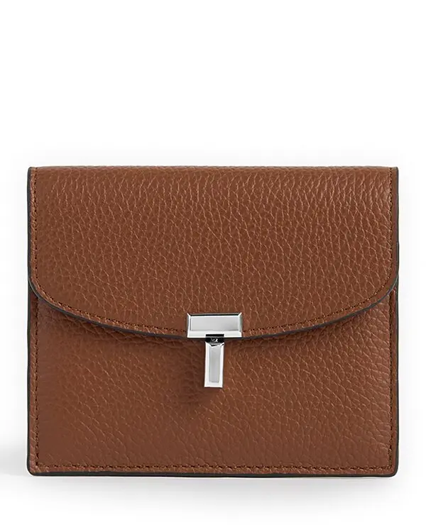 TOTEME Pebbled Leather Card Holder - Brown