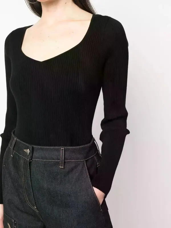 Karl Lagerfeld Long-sleeve Ribbed Knit Top