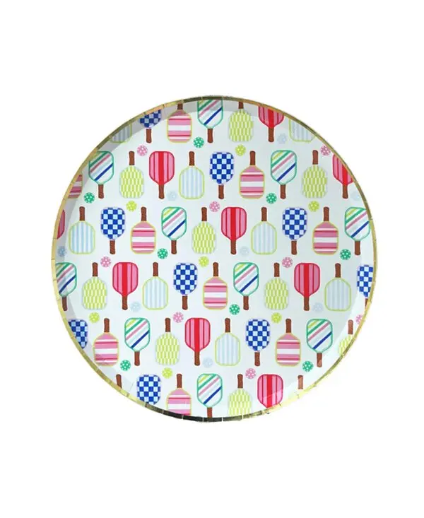 JOLLITY & CO Pickleball Social Club Paper Dinner Plates, Set Of 8 - Multicolor