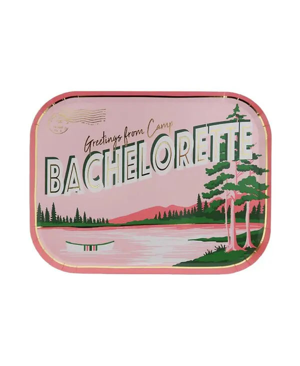 JOLLITY & CO Camp Bachelorette Postcard Paper Dinner Plates, Set Of 8