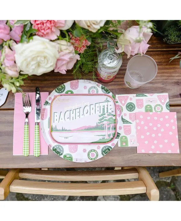 JOLLITY & CO Camp Bachelorette Postcard Paper Dinner Plates, Set Of 8