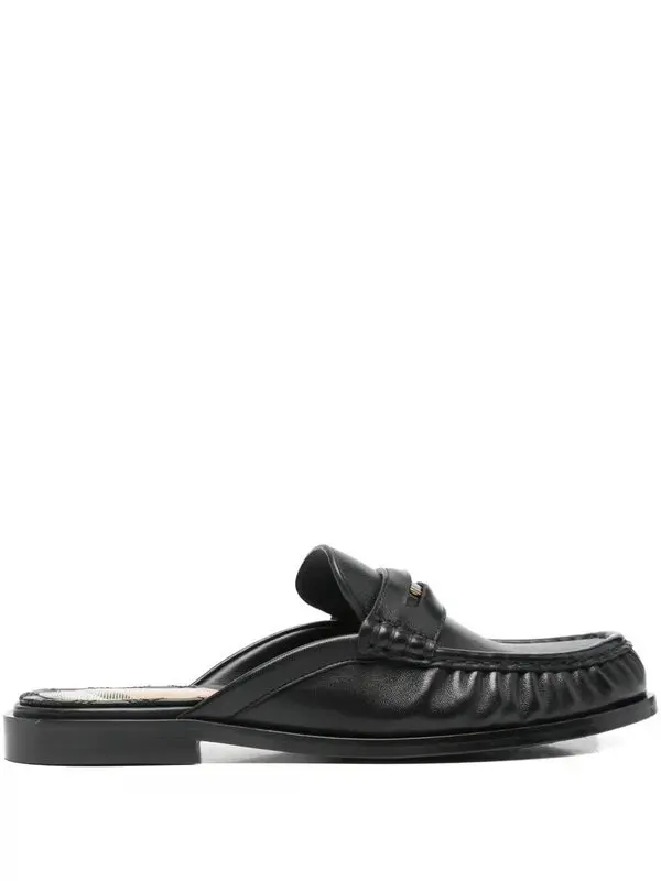 Burberry Leather Cadet Mules With Enamelled Knight Plaque