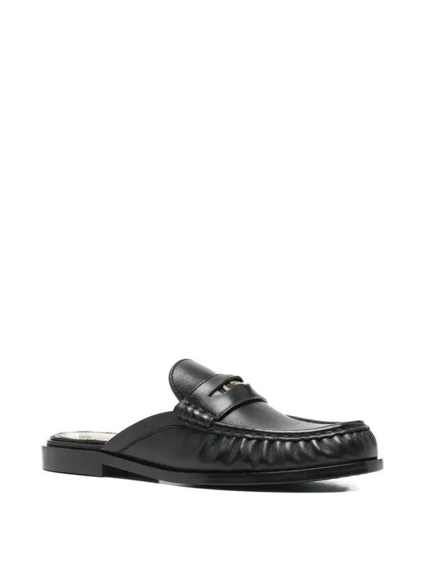 Burberry Leather Cadet Mules With Enamelled Knight Plaque