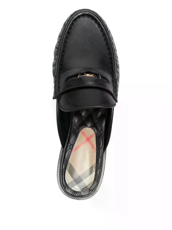 Burberry Leather Cadet Mules With Enamelled Knight Plaque